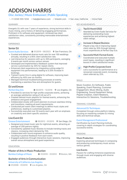 22 Dj Resume Examples And Guide For 2026