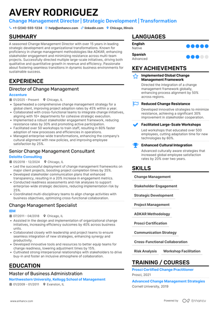 15 Change Management Resume Examples & Guide for 2026