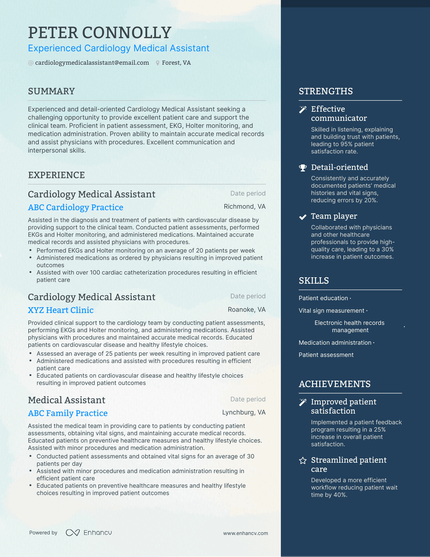 5 Cardiology Medical Assistant Resume Examples & Guide for 2023 5 Cardiology Medical Assistant Resume Examples & Guide for 2023