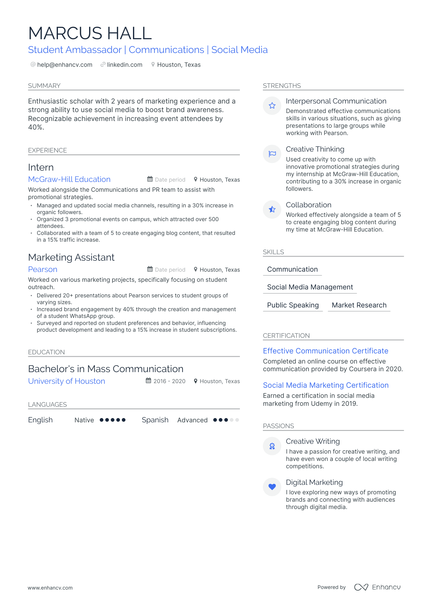 5 Student Ambassador Resume Examples & Guide for 2024