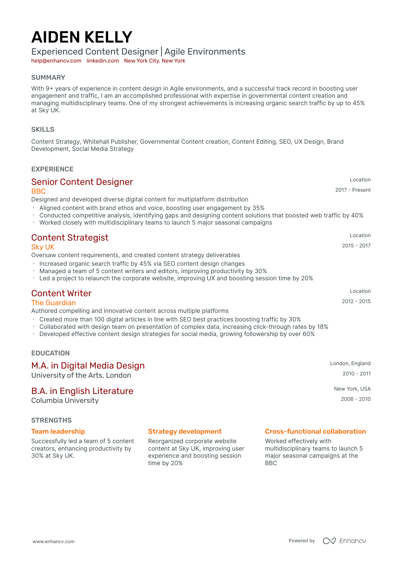 10 Content Designer Resume Examples & Guide for 2025