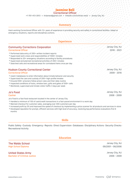 5 Correctional Officer Resume Examples & Guide for 2023
