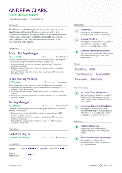5 Staffing Manager Resume Examples & Guide for 2024