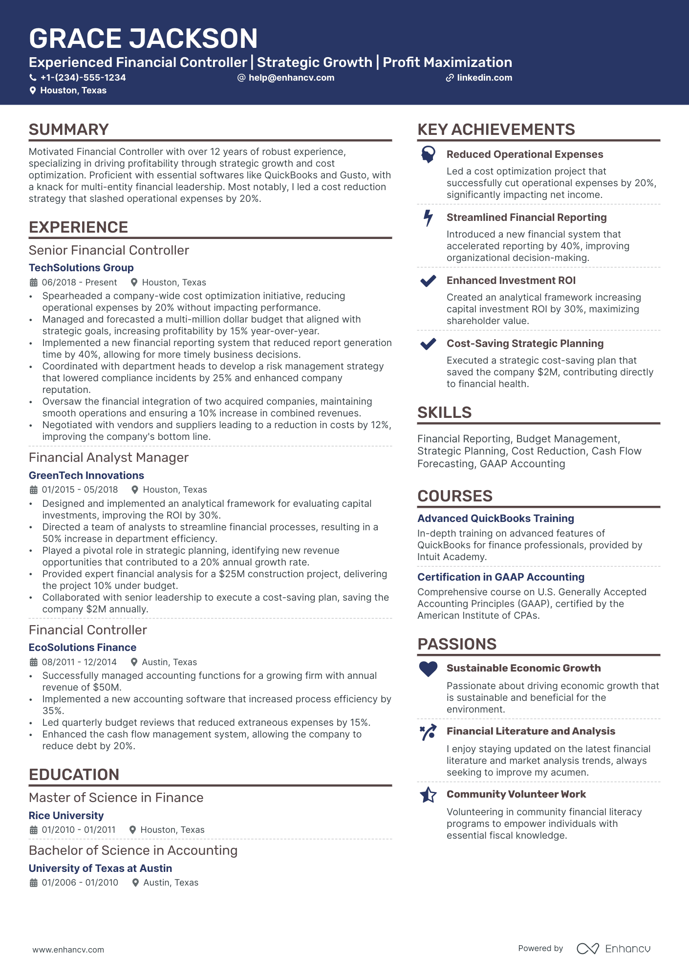 10 Financial Controller Resume Examples & Guide for 2025