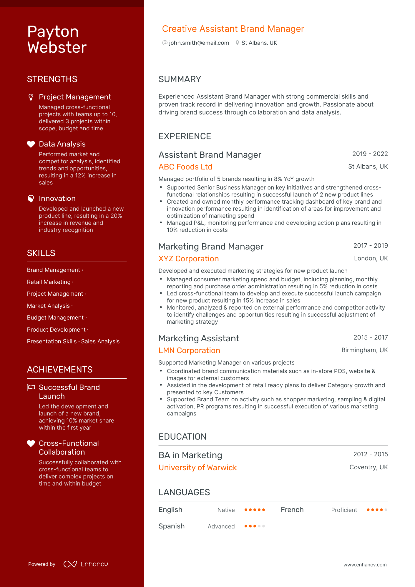 9 Brand Manager Resume Examples & Guide for 2024