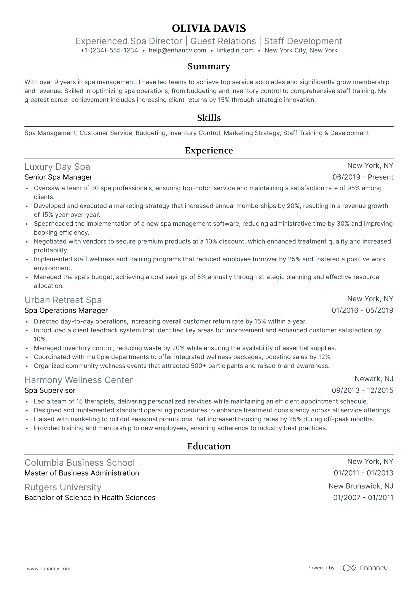 10 Spa Director Resume Examples & Guide for 2026