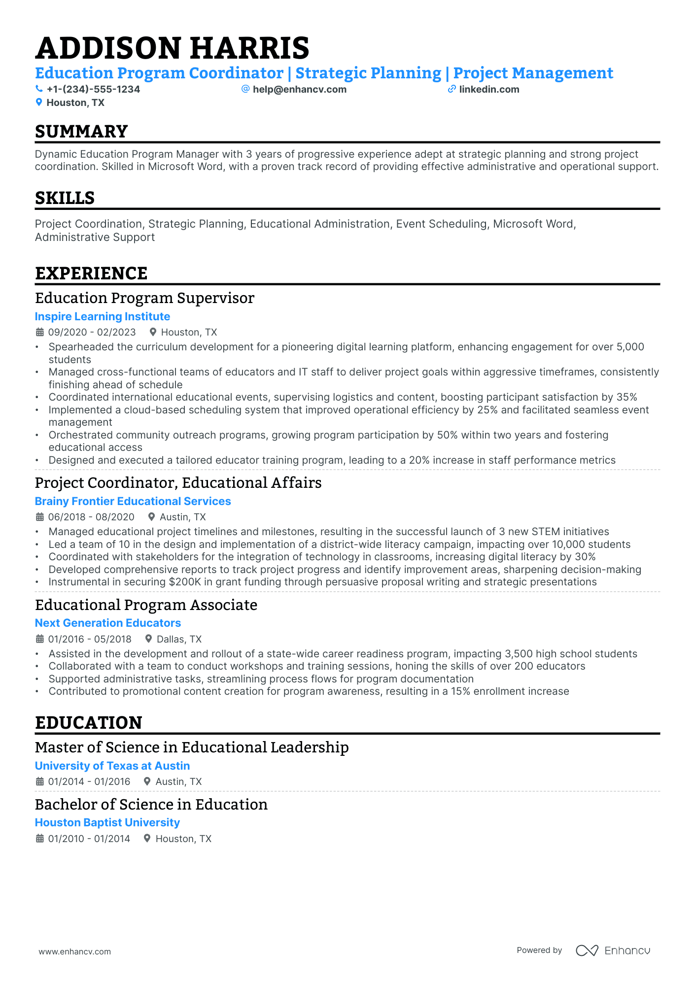10 Education Program Manager Resume Examples & Guide for 2025