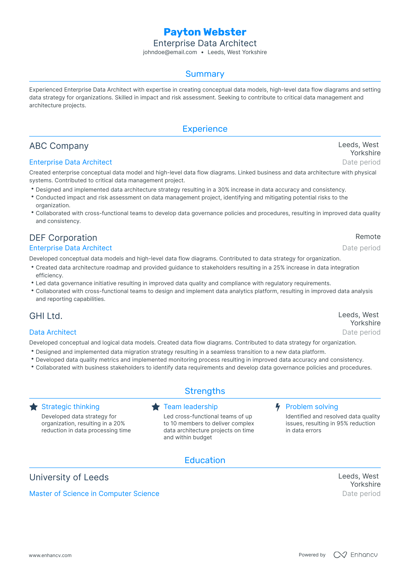 5 Enterprise Data Architect Resume Examples & Guide for 2024