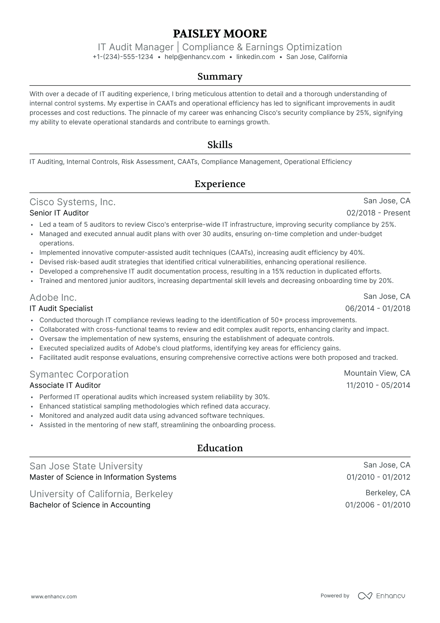 10 IT Audit Manager Resume Examples & Guide for 2026