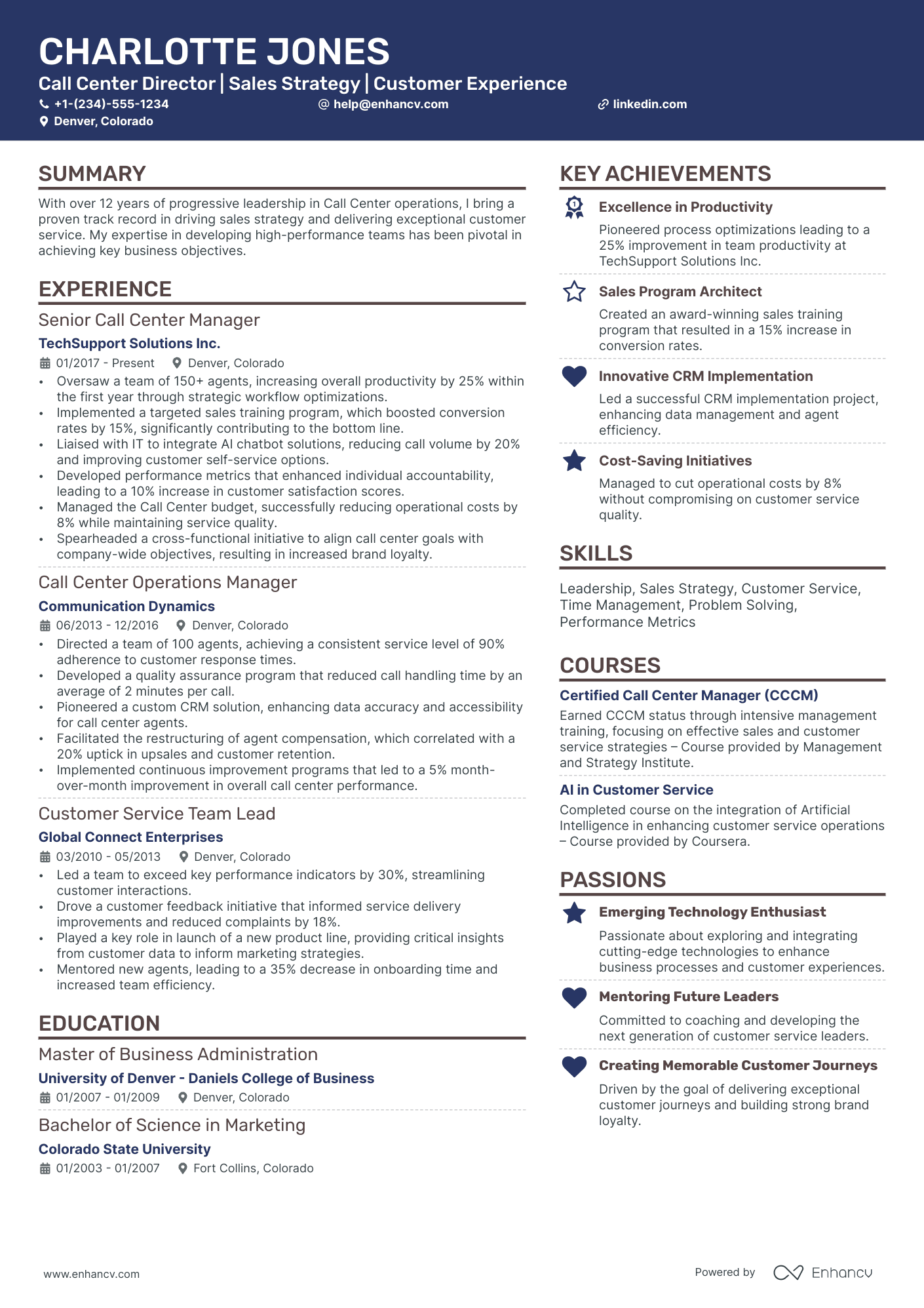 10 Call Center Director Resume Examples, Templates & Guide for 2026