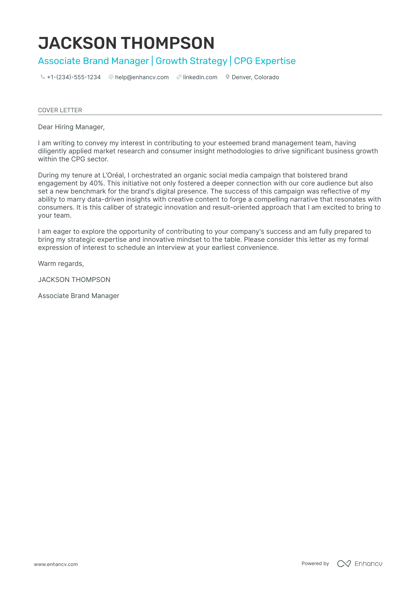 9 Professional Brand Manager Cover Letter Examples and Template for ...