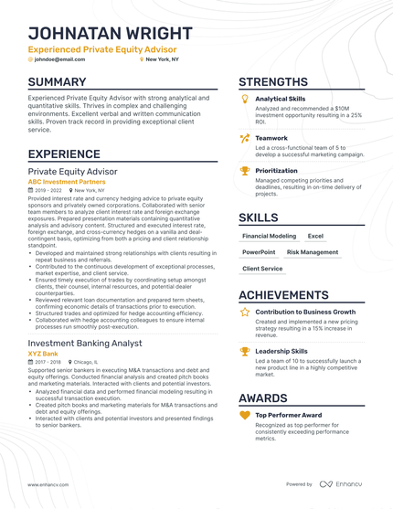 5 Private Equity Resume Examples & Guide for 2024