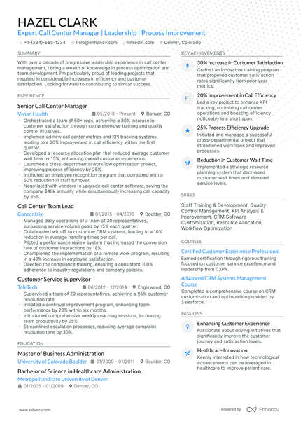 10 Center Manager Resume Examples & Guide for 2026