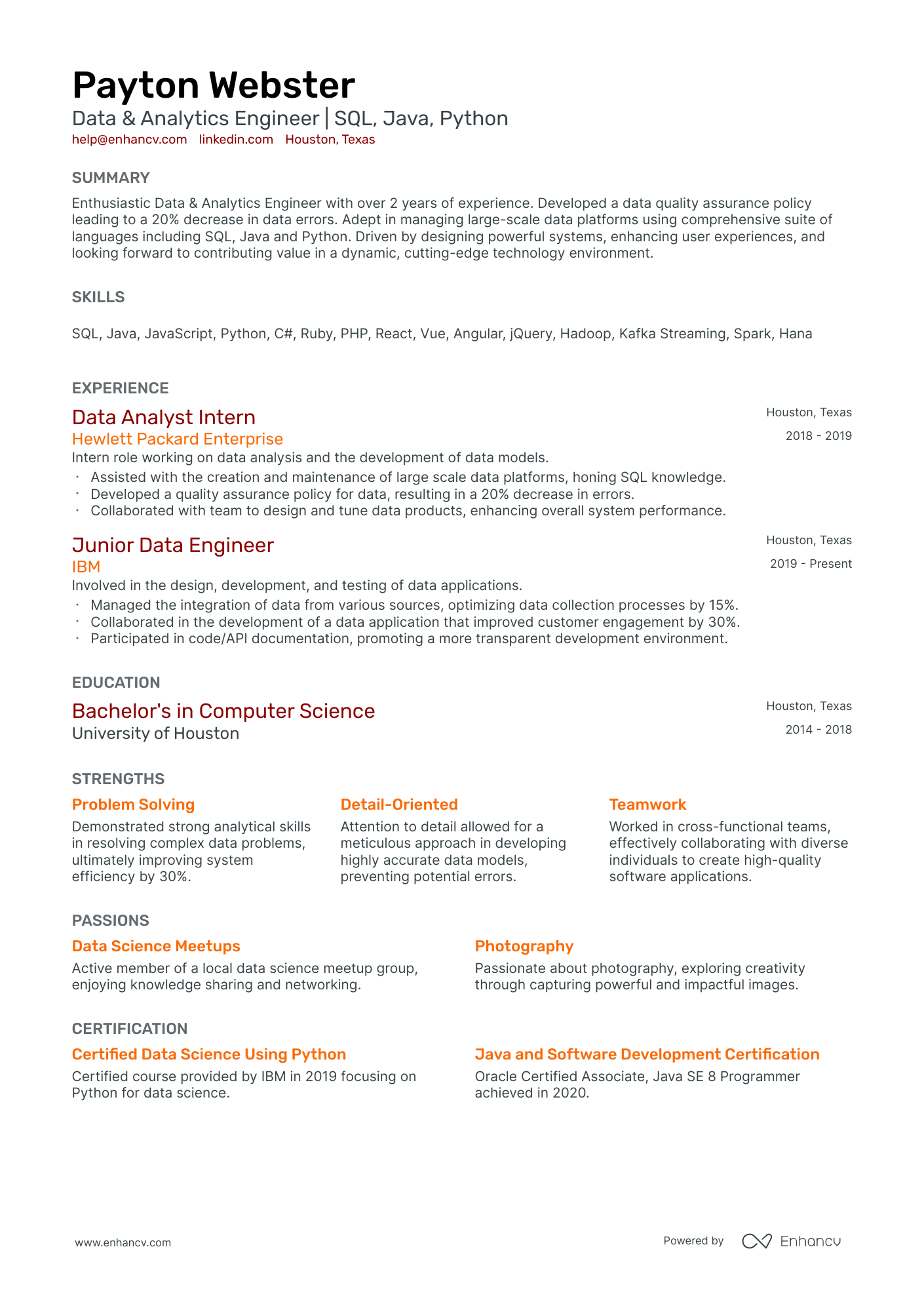 10 Junior Data Engineer Resume Examples & Guide for 2025