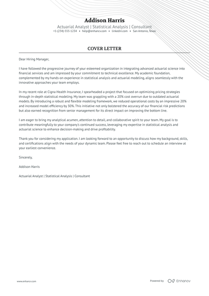5 Professional Actuary Cover Letter Examples and Template for 2024 ...