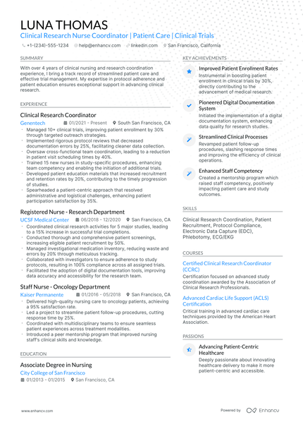 10 Clinical Research Nurse Resume Examples & Guide for 2025