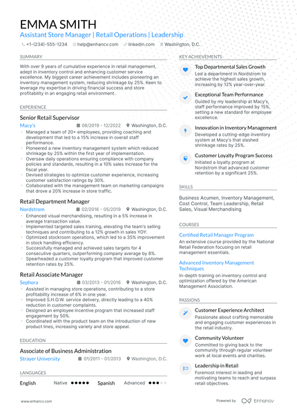 10 Retail Assistant Store Manager Resume Examples & Guide for 2025