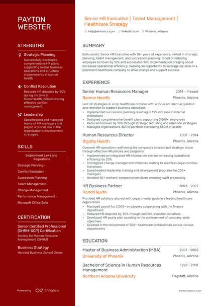 5 Chief Human Resources Officer Resume Examples & Guide for 2023