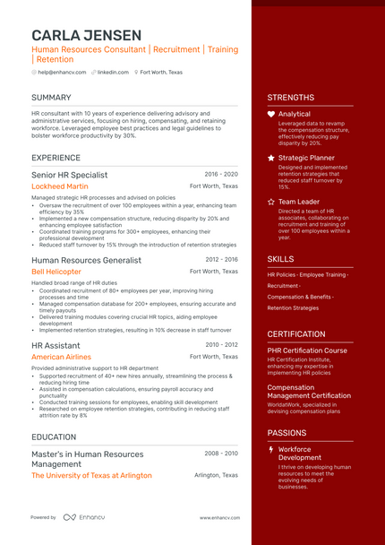 5 Human Resources Consultant Resume Examples & Guide for 2023
