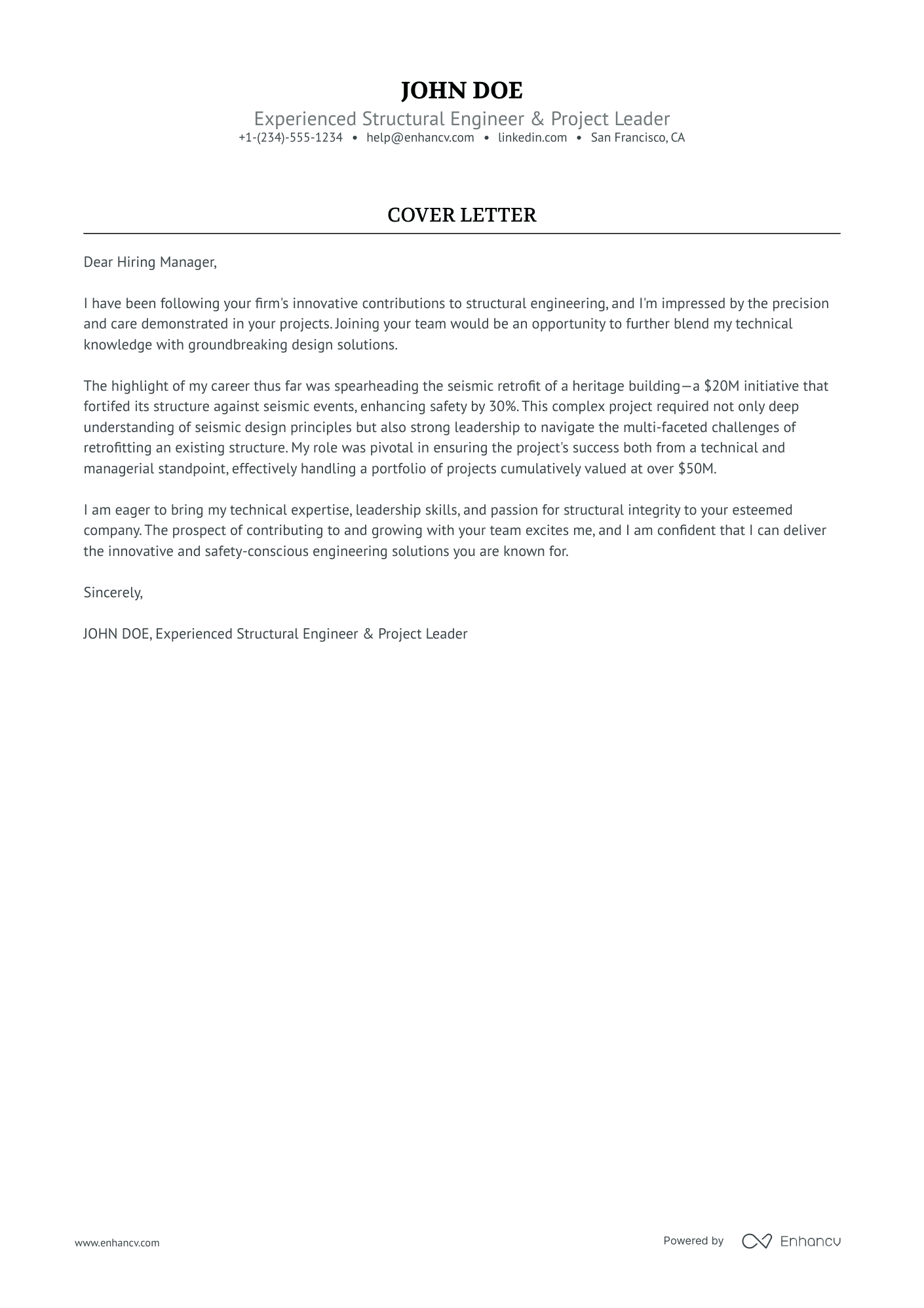 23 Professional Engineering Cover Letter Examples and Template for 2024 ...