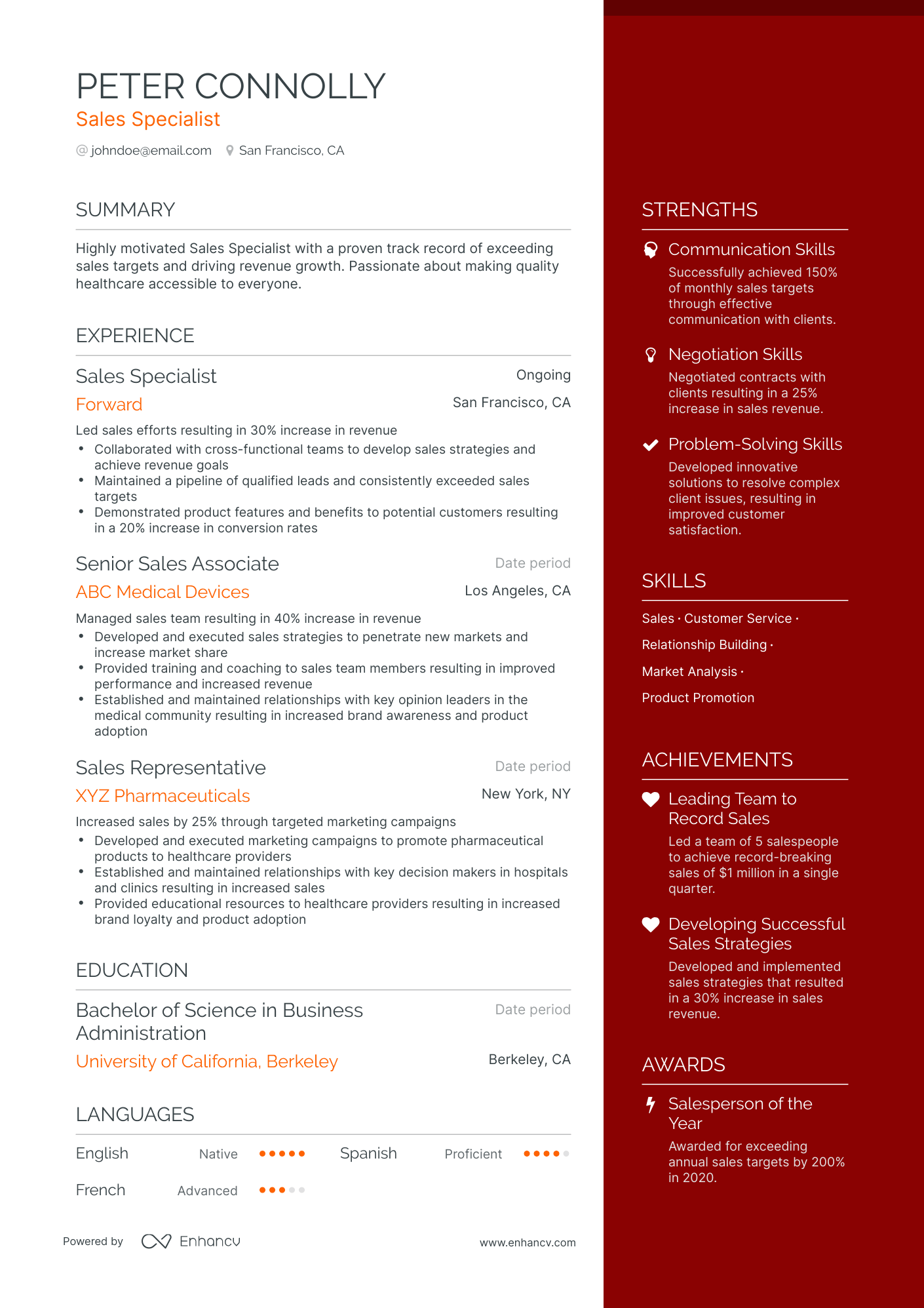5 Sales Person Resume Examples & Guide for 2024