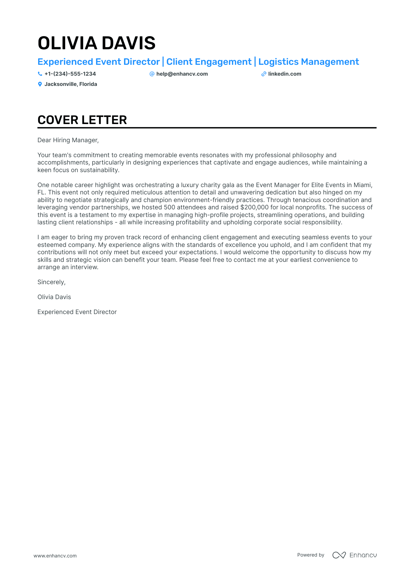 6 Professional Event Planner Cover Letter Examples and Template for ...