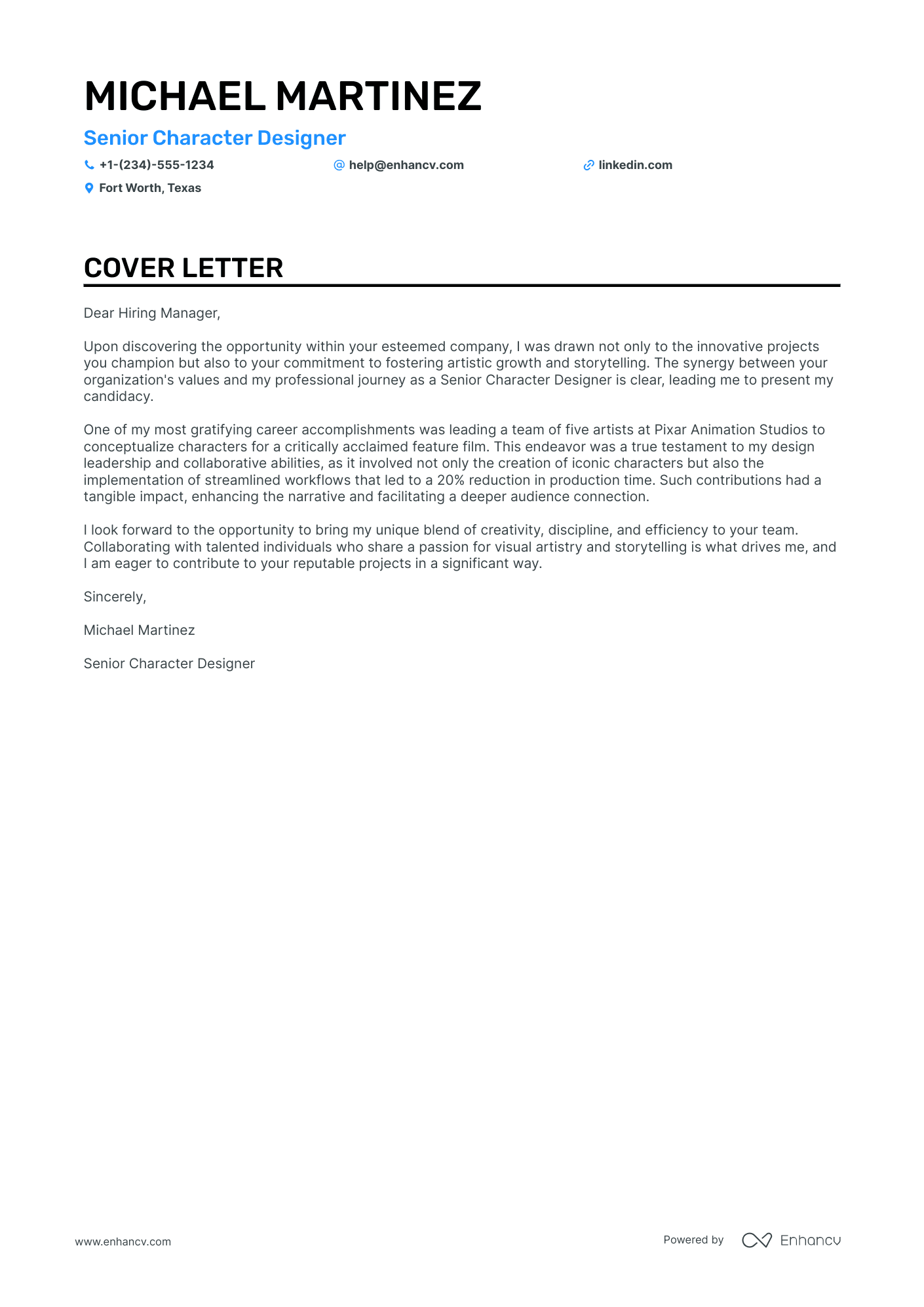 9 Professional Animator Cover Letter Examples and Template for 2024 ...