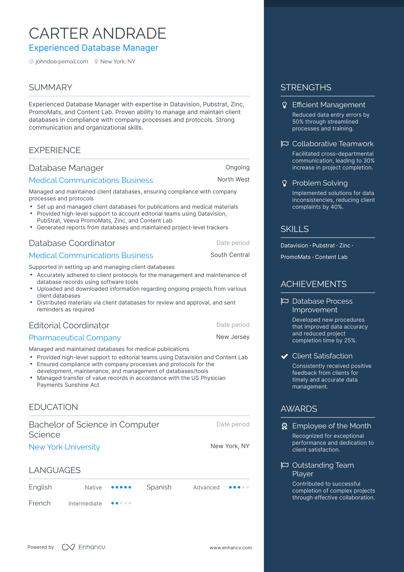 13 Database Engineer Resume Examples & Guide for 2023