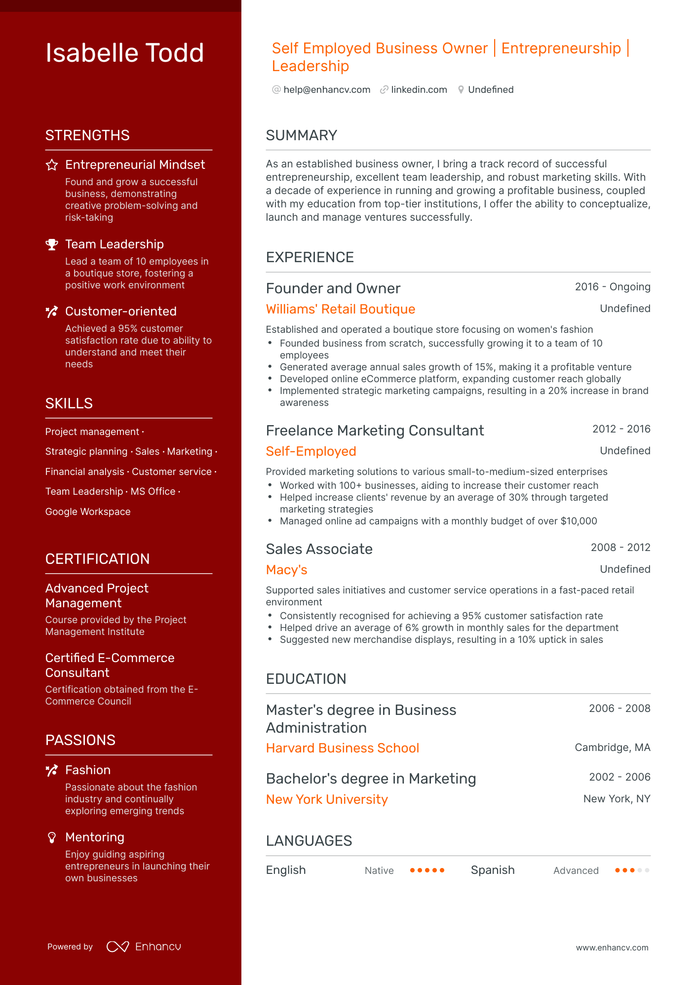 7 Business Owner Resume Examples & Guide for 2023