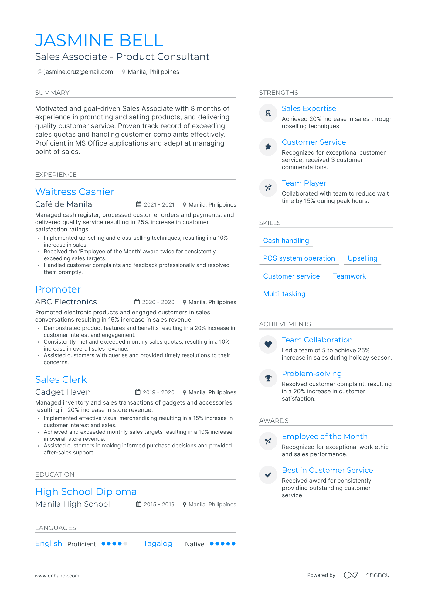 10 Waitress Resume Examples & Guide for 2024