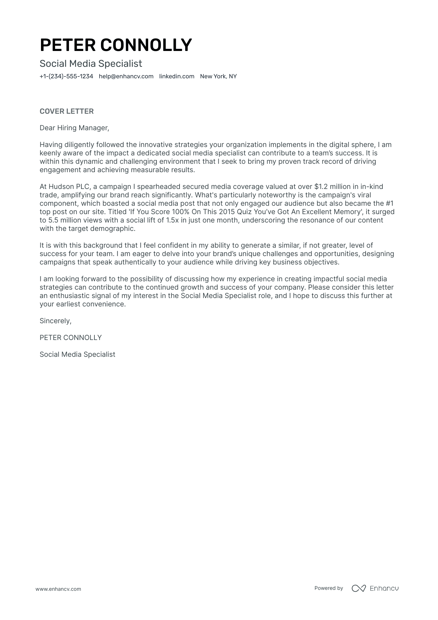 11 Professional Social Media Manager Cover Letter Examples and Template ...