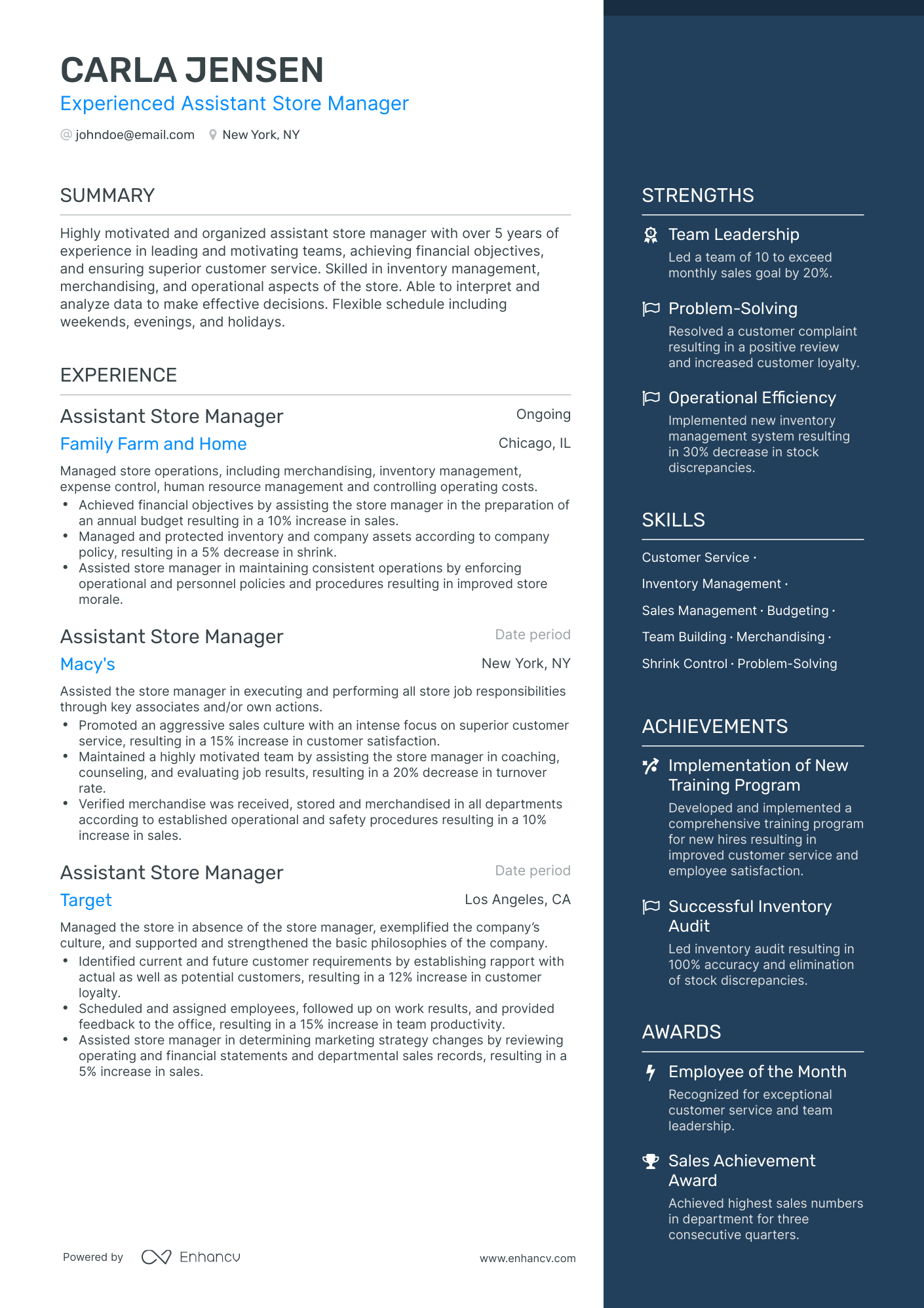 9 Assistant Manager Resume Examples & Guide for 2024