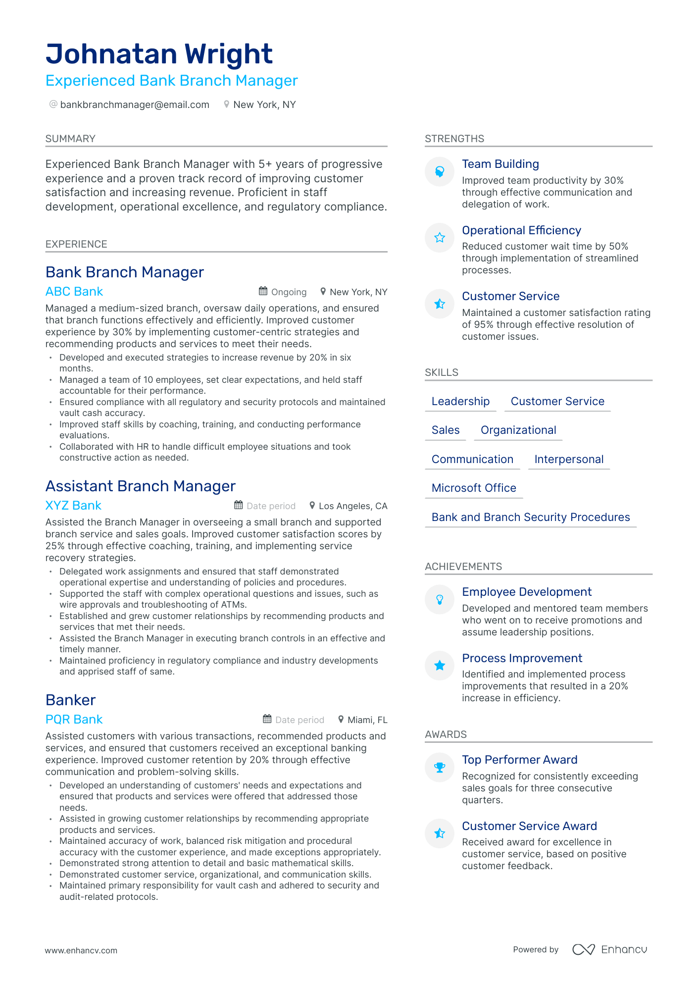 3 Bank Manager Resume Examples & Guide for 2024
