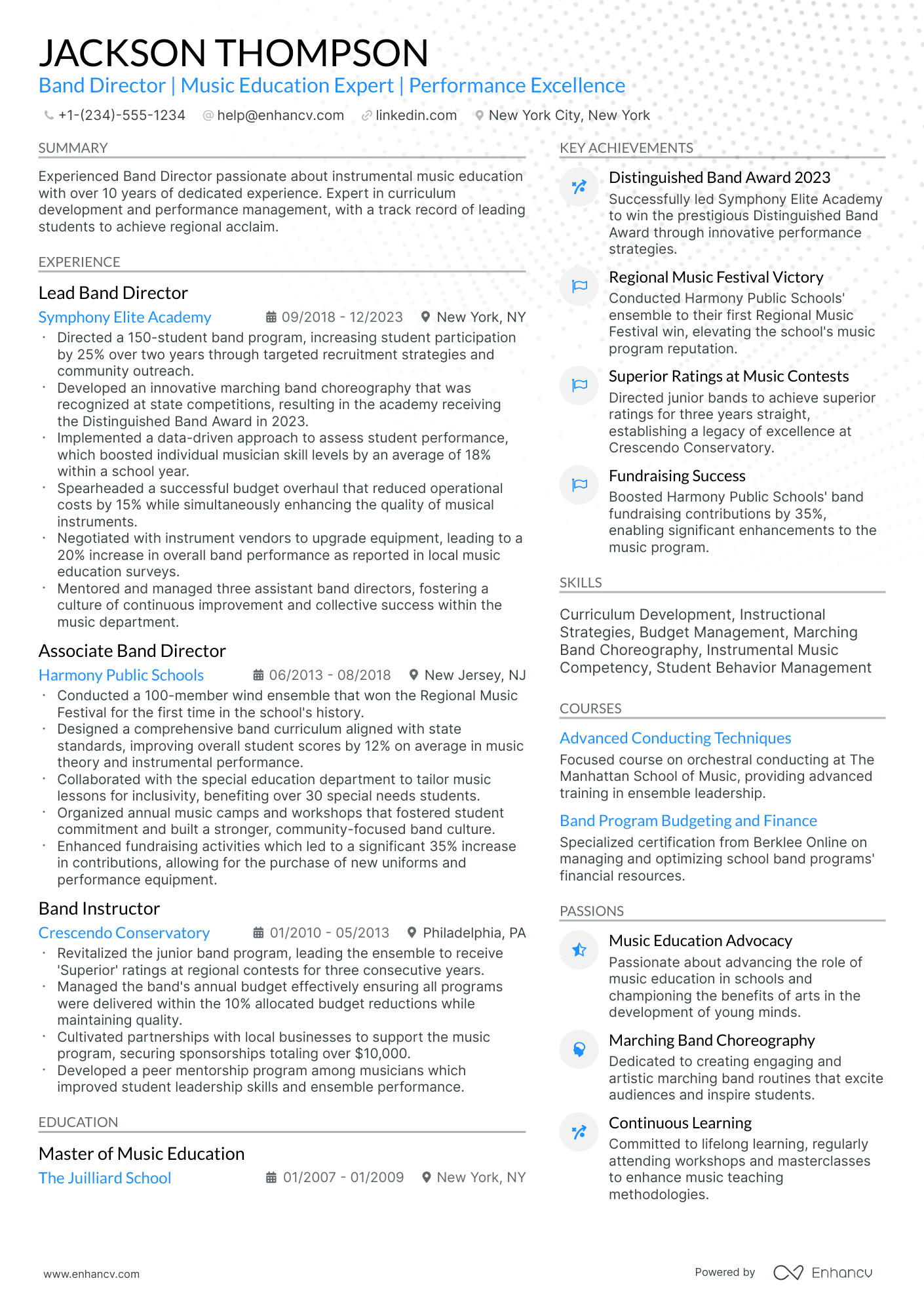 10 Band Director Resume Examples & Guide for 2026