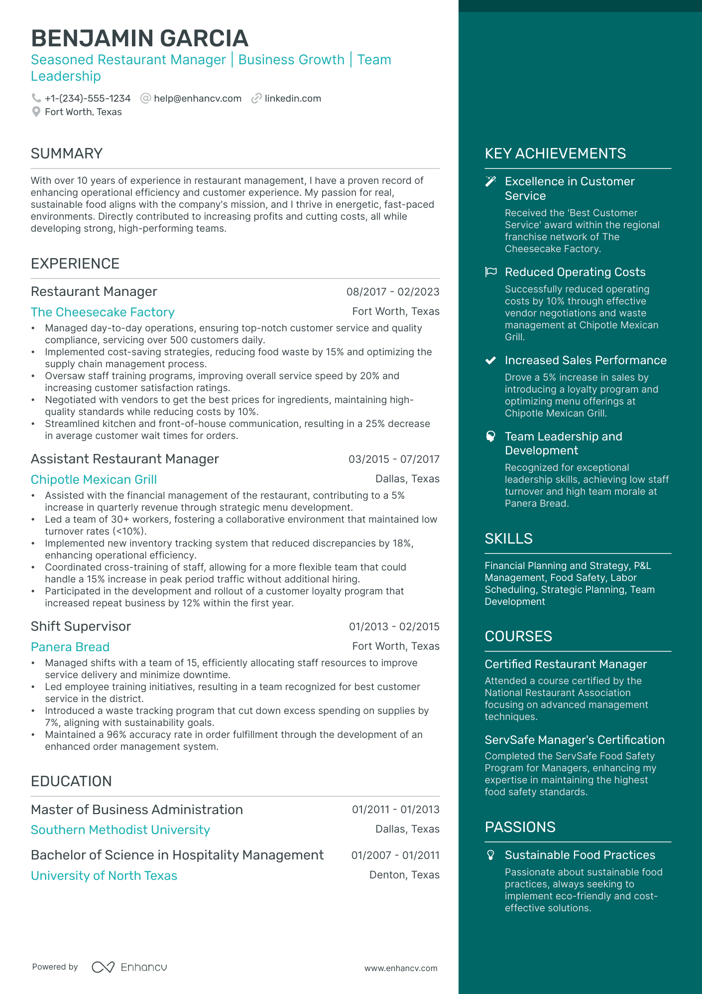 10 Restaurant General Manager Resume Examples & Guide for 2026
