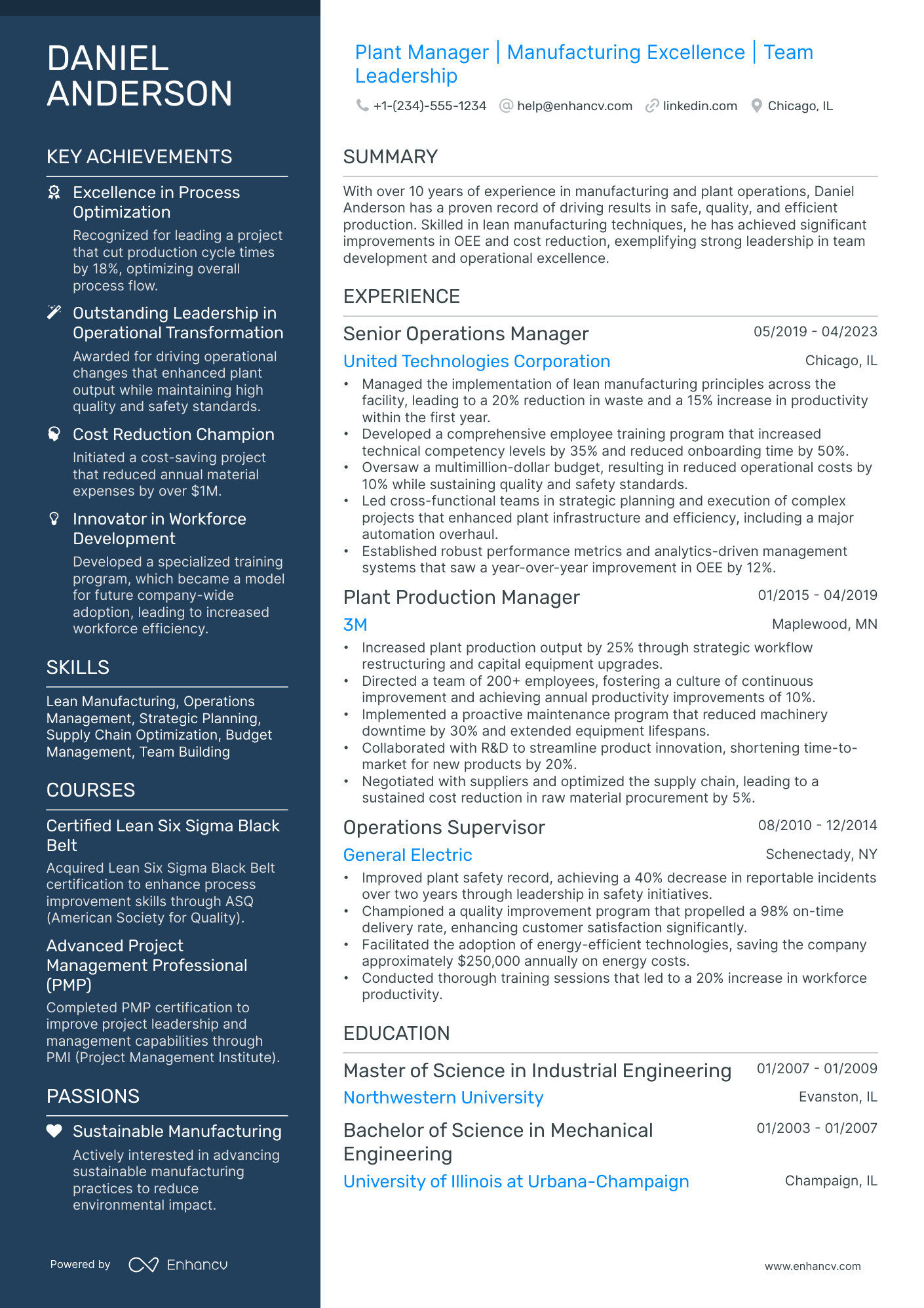 10 Plant Manager Resume Examples & Guide for 2026