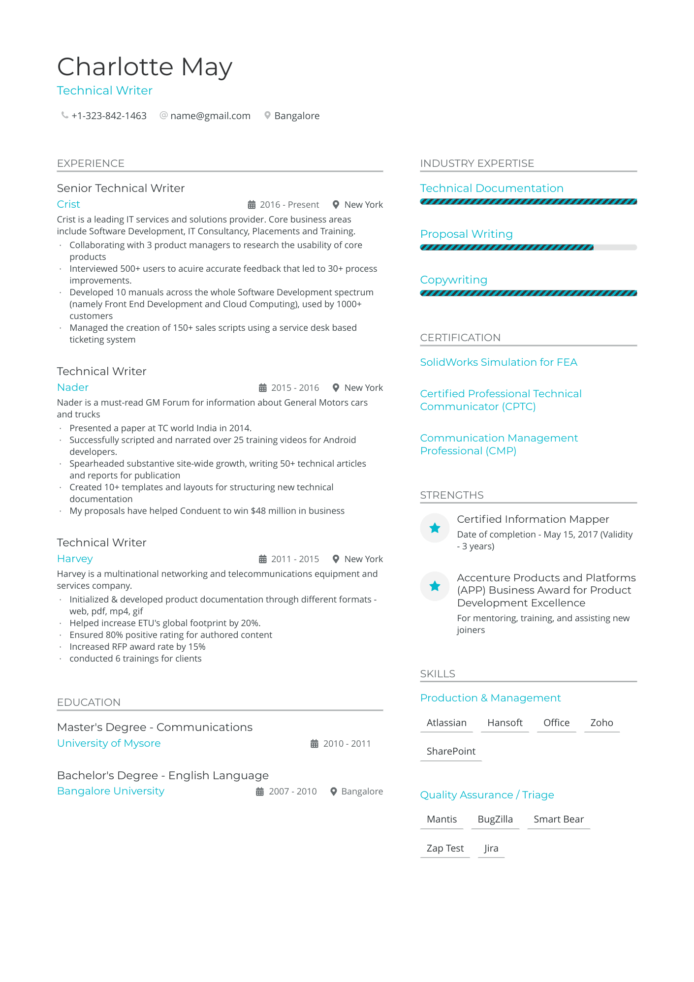 5 Technical Writer Resume Examples & Guide for 2025