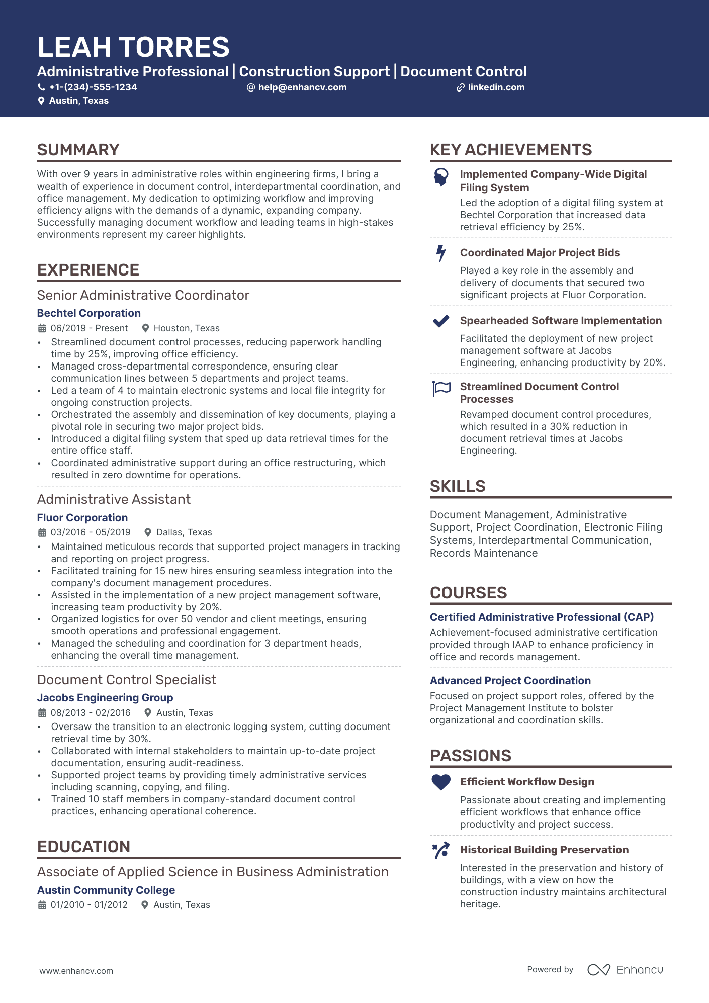 10 Construction Administrative Assistant Resume Examples & Guide for 2026