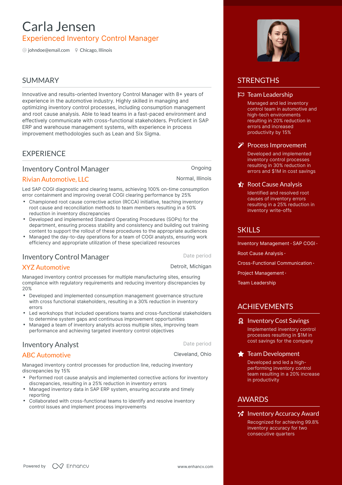 5 Inventory Control Manager Resume Examples & Guide for 2024