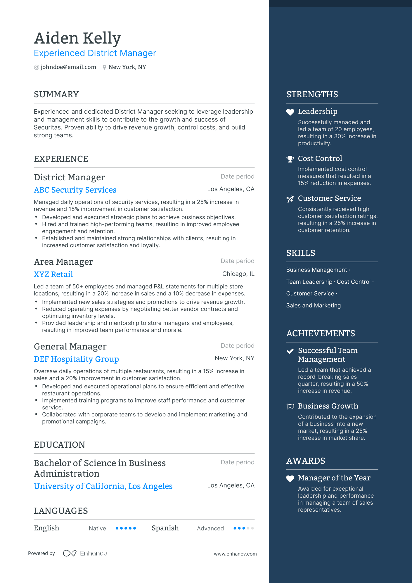 5 District Manager Resume Examples & Guide for 2024
