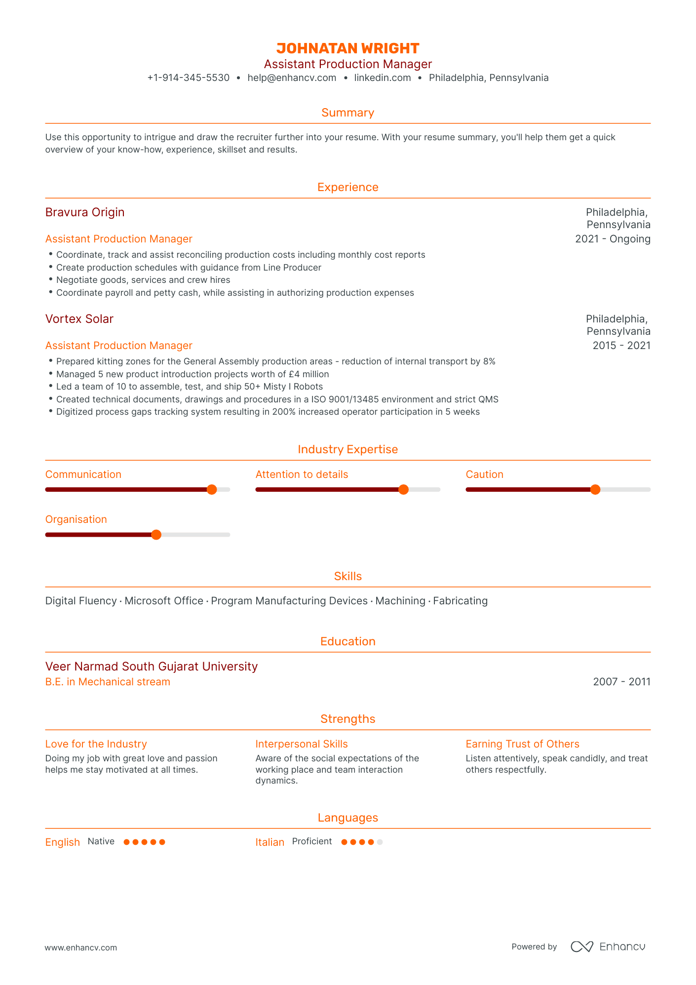 Assistant Production Manager Resume Examples & Guide for 2023 (Layout ...