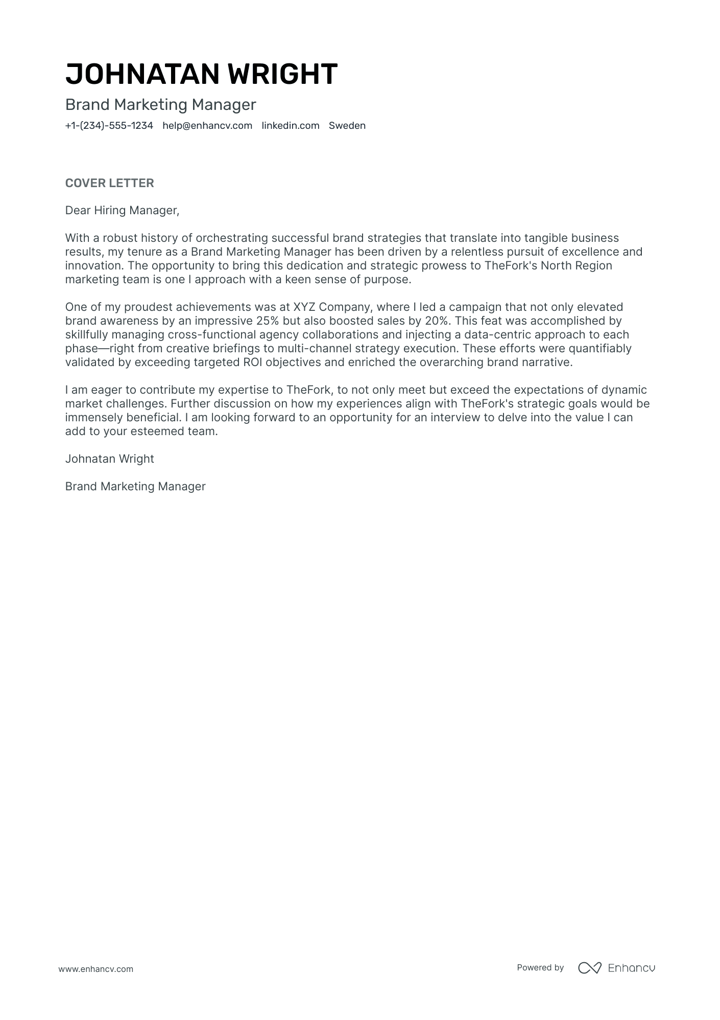 9 Professional Brand Manager Cover Letter Examples and Template for ...