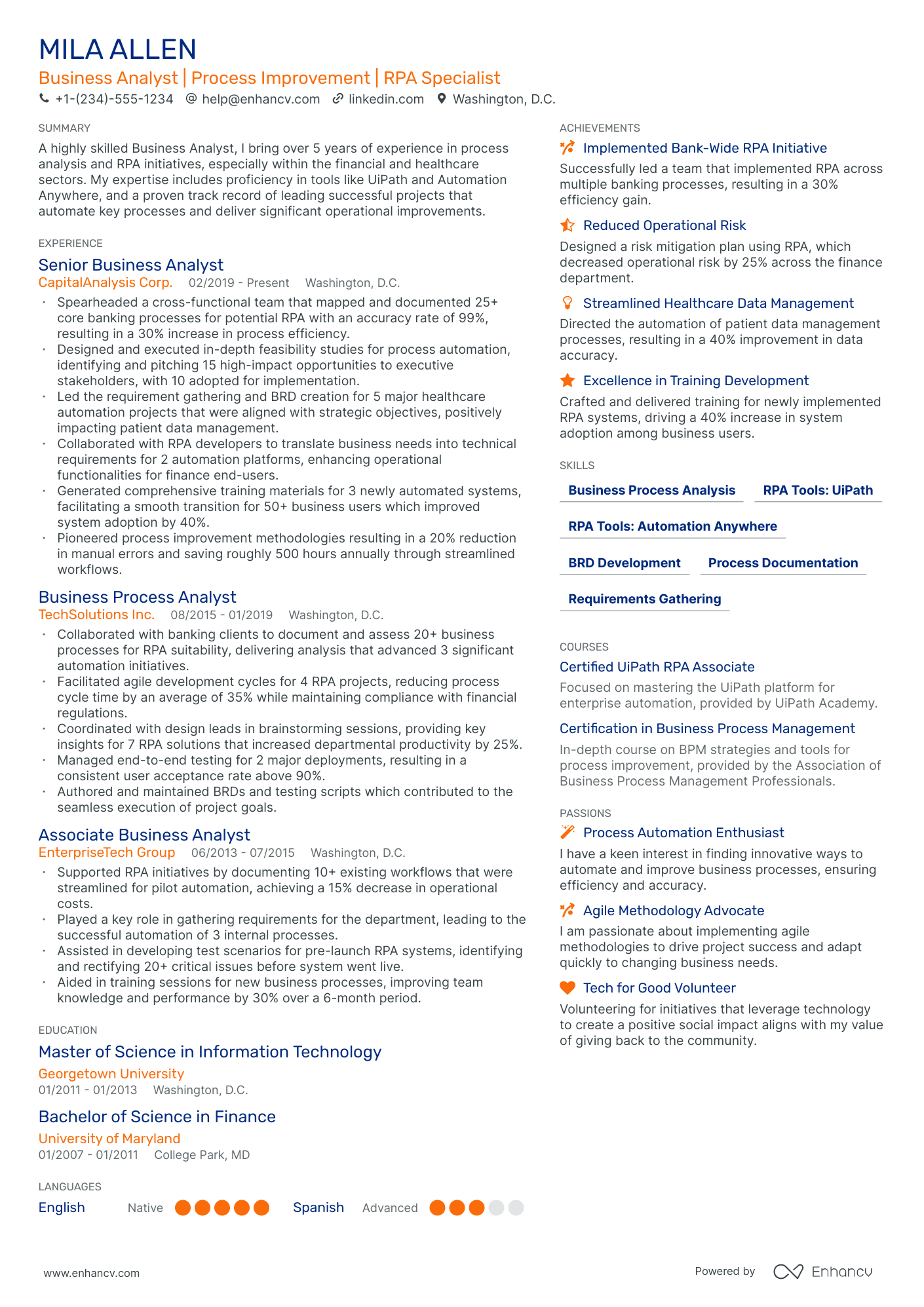 5 Rpa Business Analyst Resume Examples & Guide for 2024