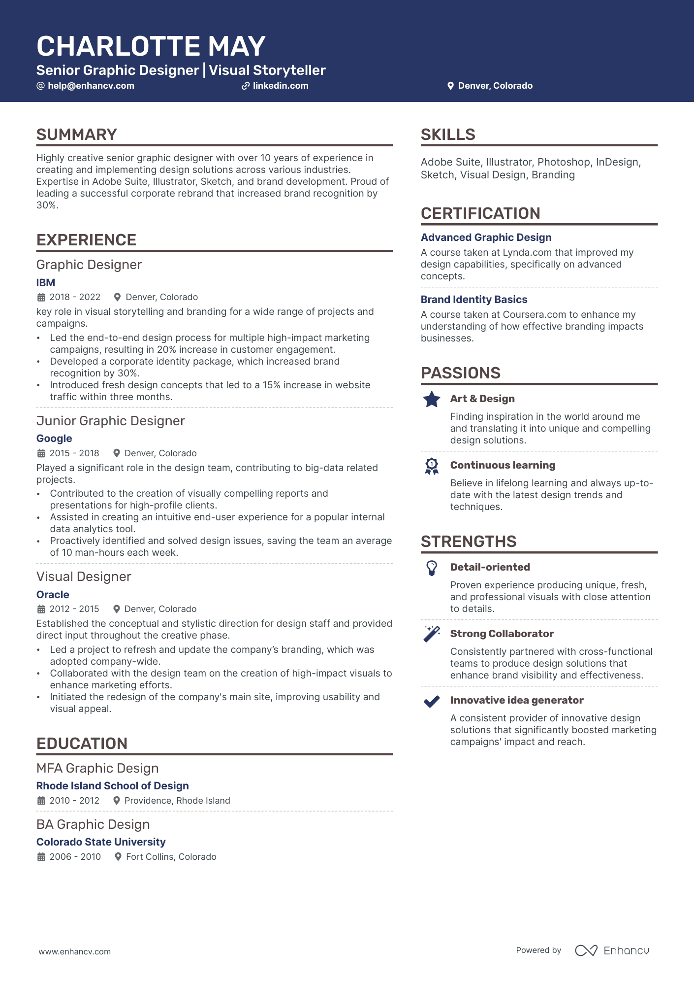 10 Senior Graphic Designer Resume Examples & Guide for 2026