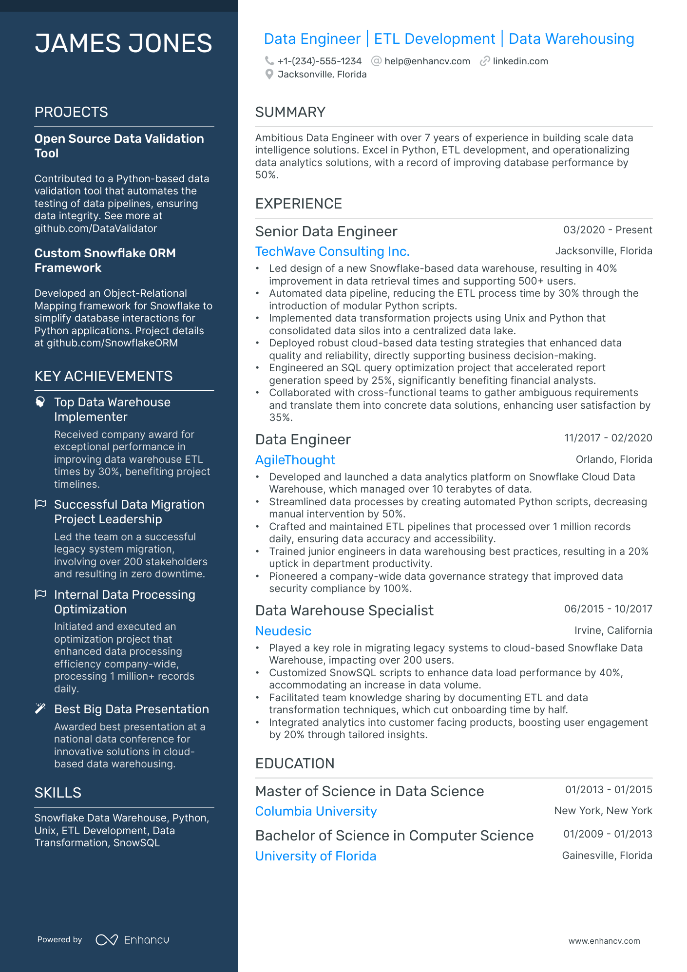 10 Snowflake Developer Resume Examples & Guide for 2025