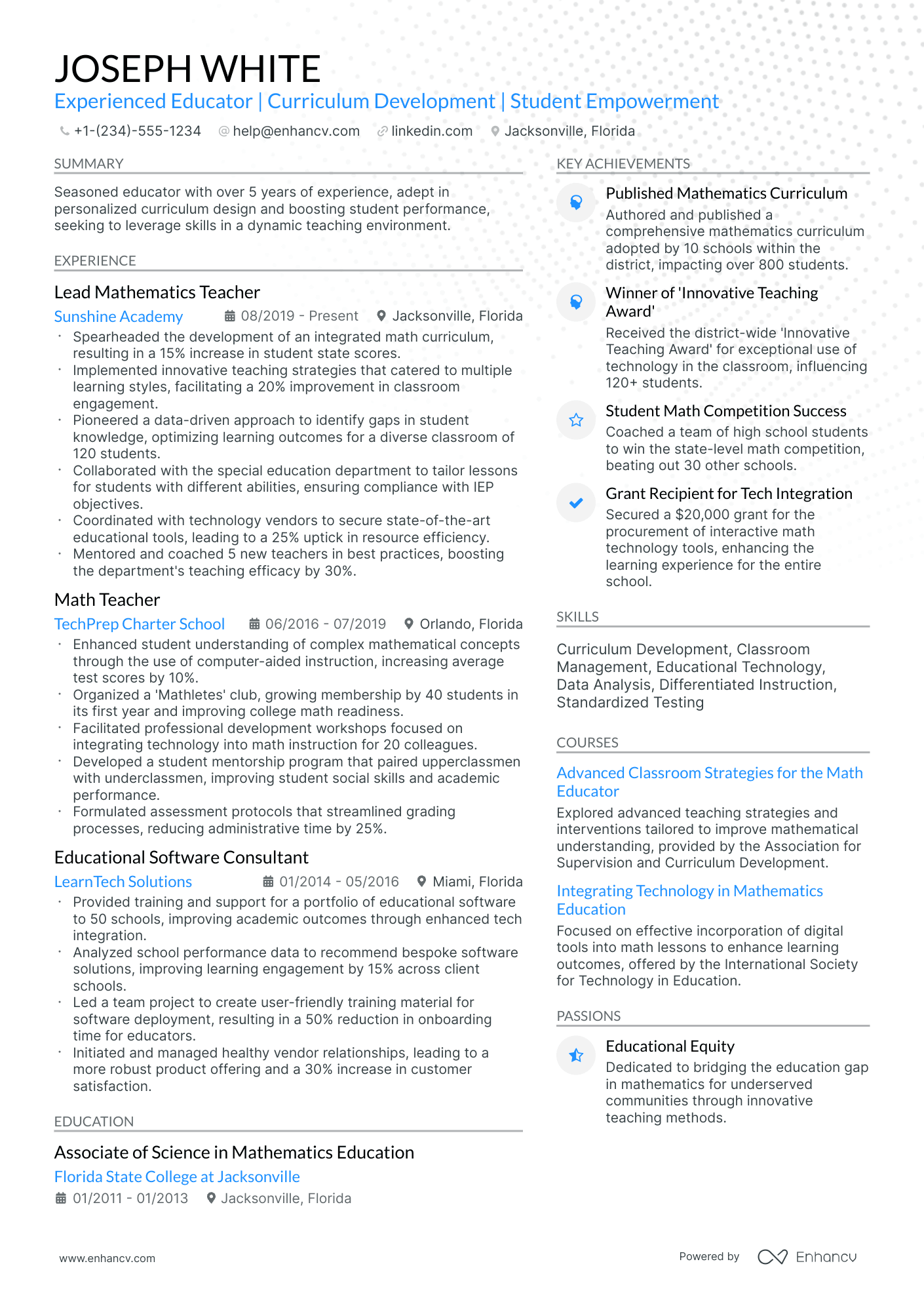 10 Technology Teacher Resume Examples & Guide for 2026