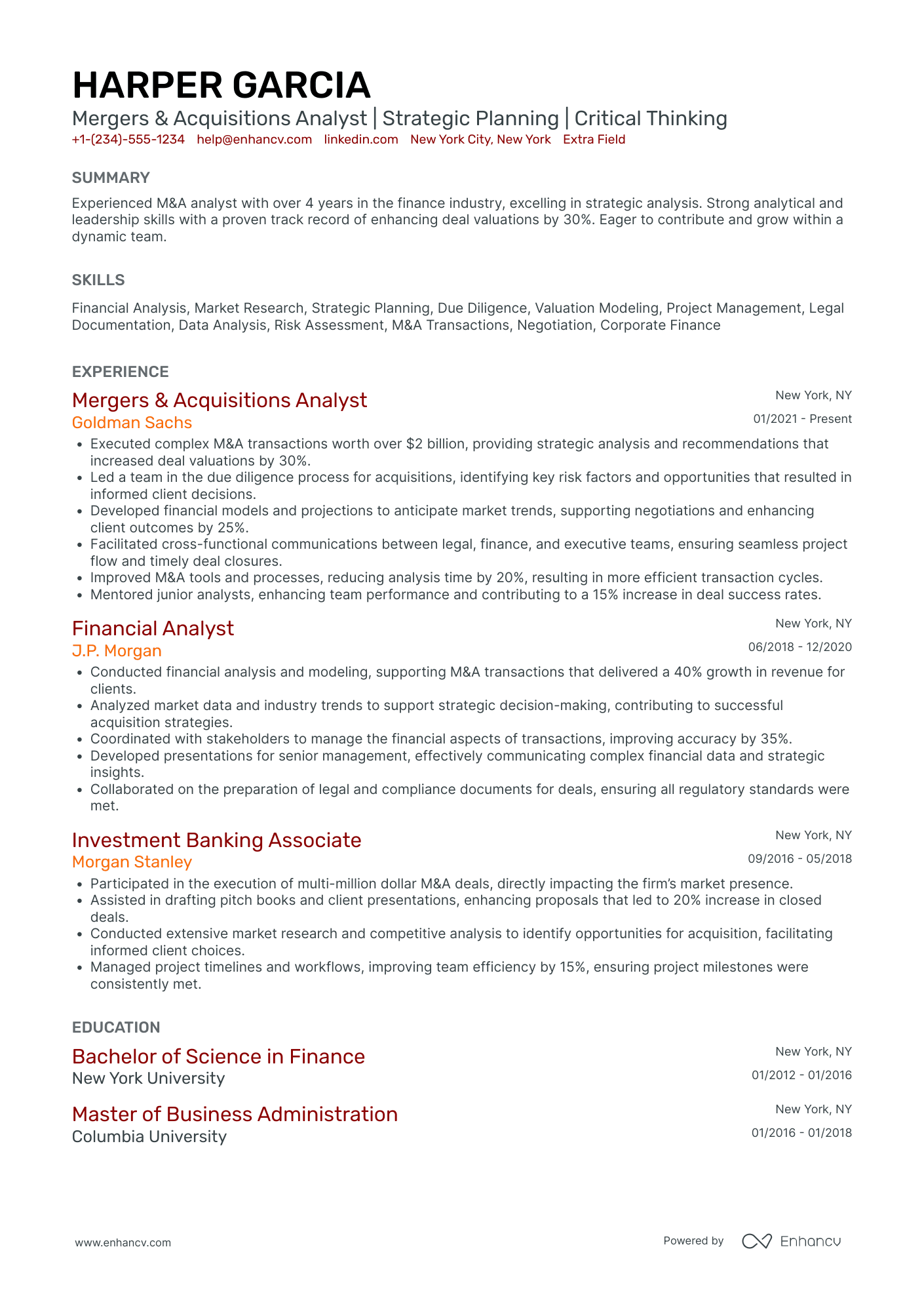 6 Investment Banking Analyst Resume Examples & Guide for 2025