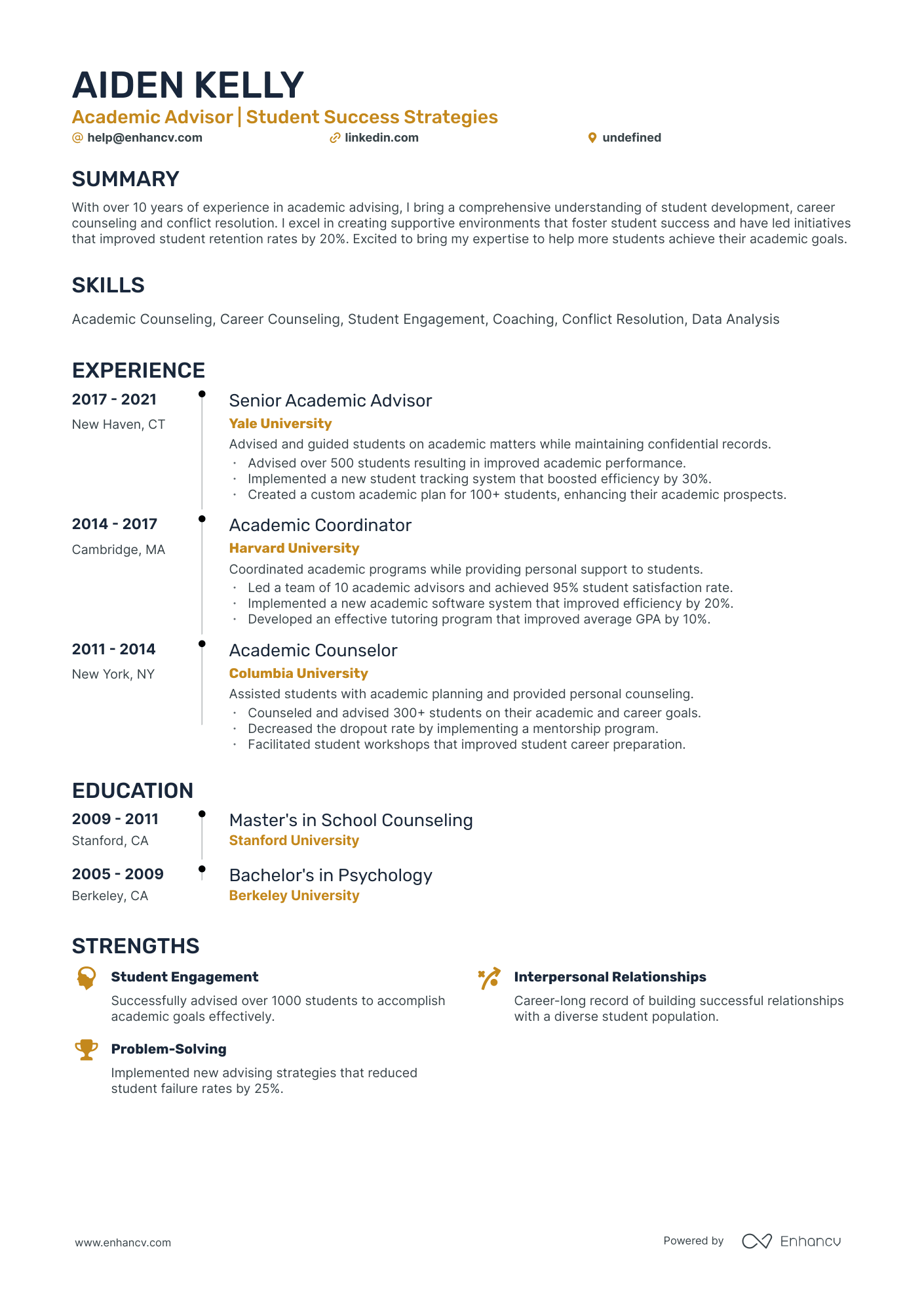 10 Academic Advisor Resume Examples & Guide for 2026