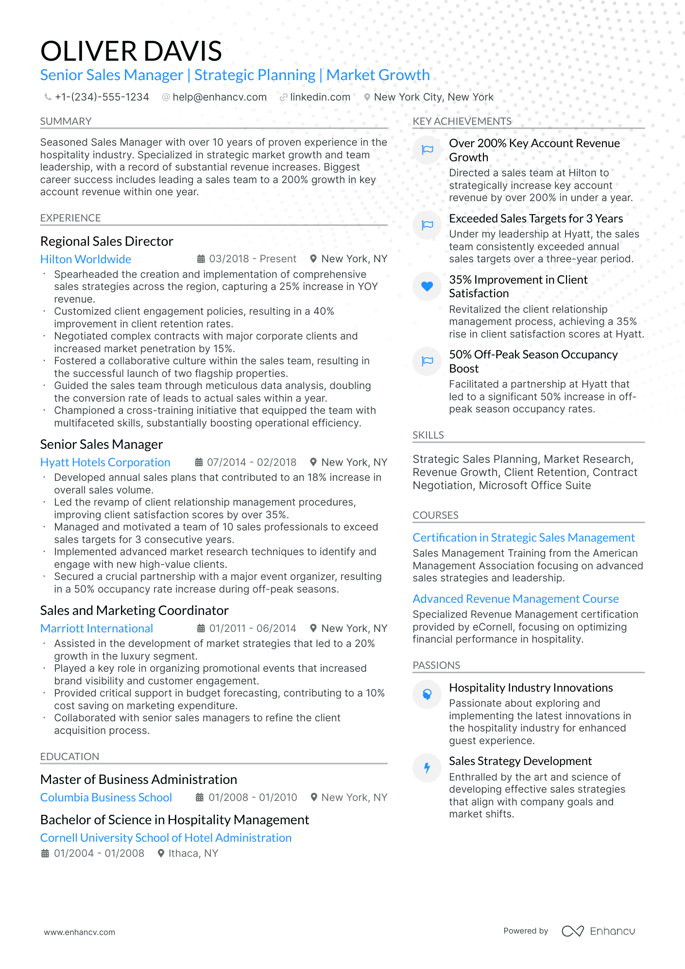 10 Hotel Sales Manager Resume Examples & Guide for 2026