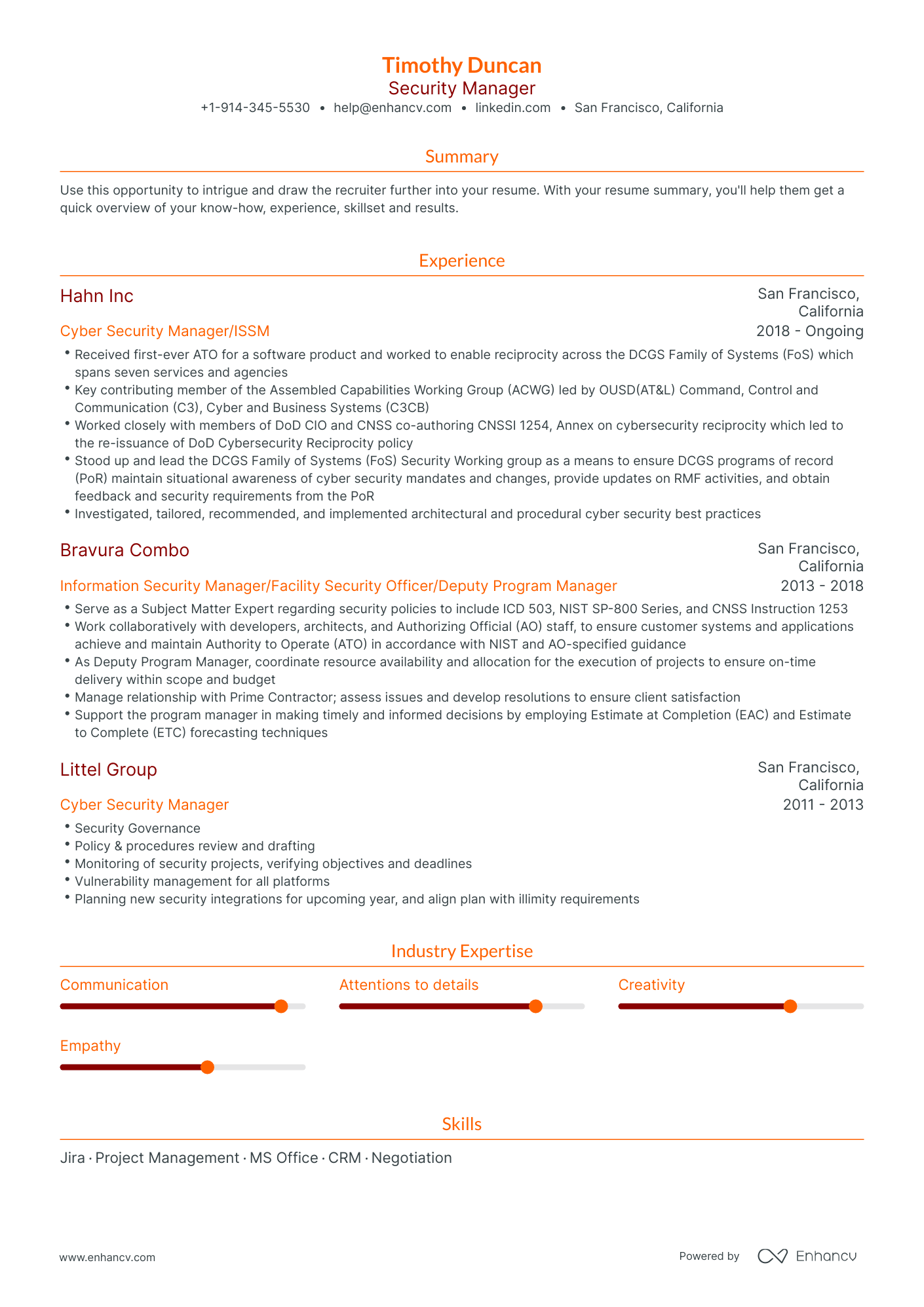 Security Manager Resume Examples & Guide for 2023 (Layout, Skills ...